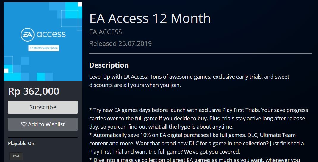 Harga Resmi EA Access PS4 di Indonesia “Hanya” 360 Ribu Rupiah / Tahun ...